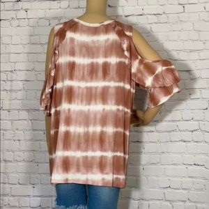 Tops | Cold Shoulder Tie Dye Ruffle Top | Poshmark